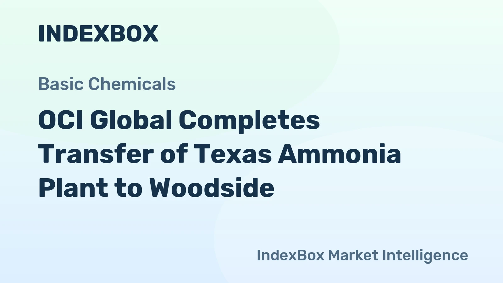 OCI Global Completes Transfer of Texas Ammonia Plant to Woodside