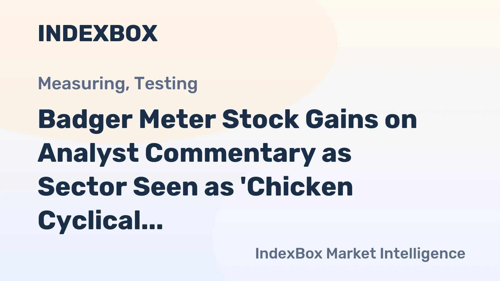 Badger Meter Stock Gains on Analyst Commentary as Sector Seen as 'Chicken Cyclical'