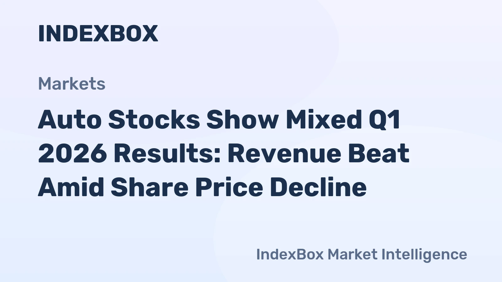 Auto Stocks Show Mixed Q1 2026 Results: Revenue Beat Amid Share Price Decline