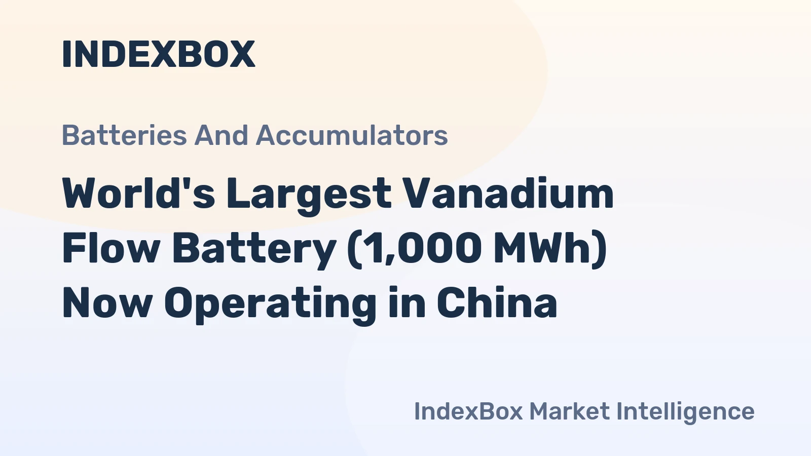 World's Largest Vanadium Flow Battery (1,000 MWh) Now Operating in China