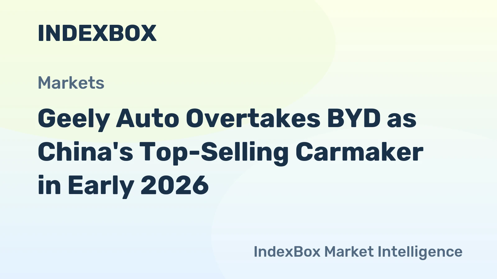 Geely Auto Overtakes BYD as China's Top-Selling Carmaker in Early 2026