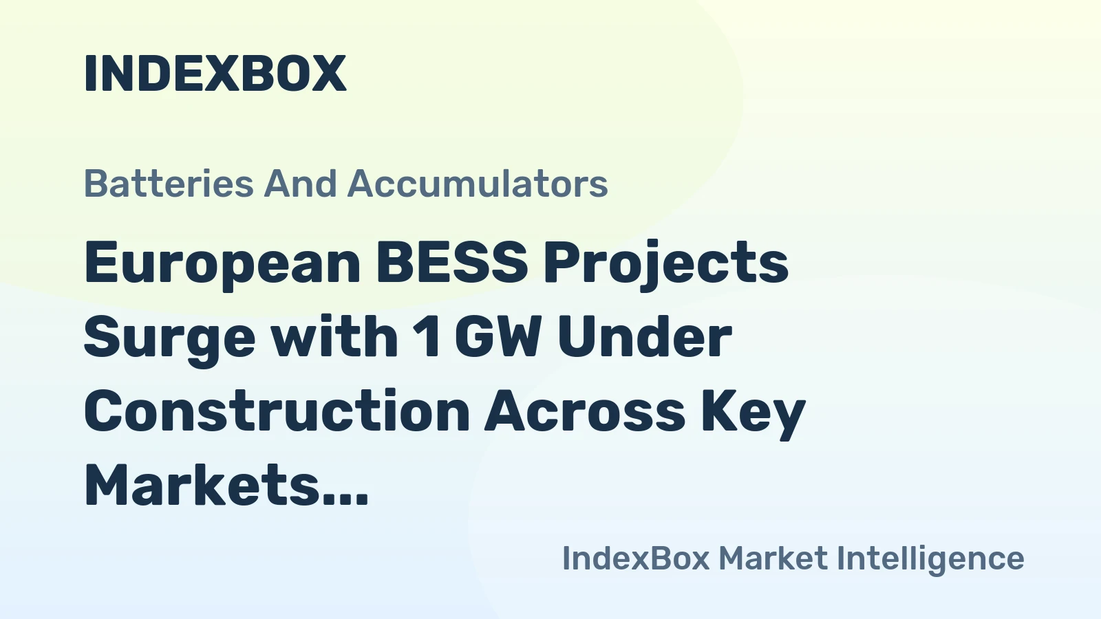 European BESS Projects Surge with 1 GW Under Construction Across Key Markets