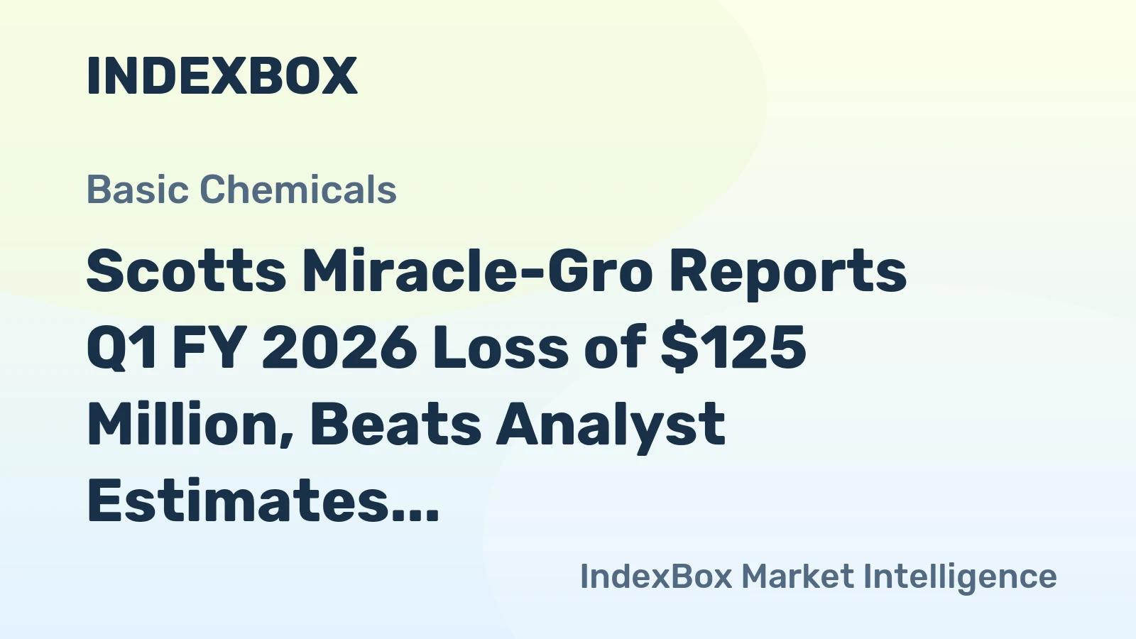 Scotts Miracle-Gro Reports Q1 FY 2026 Loss of $125 Million, Beats Analyst Estimates