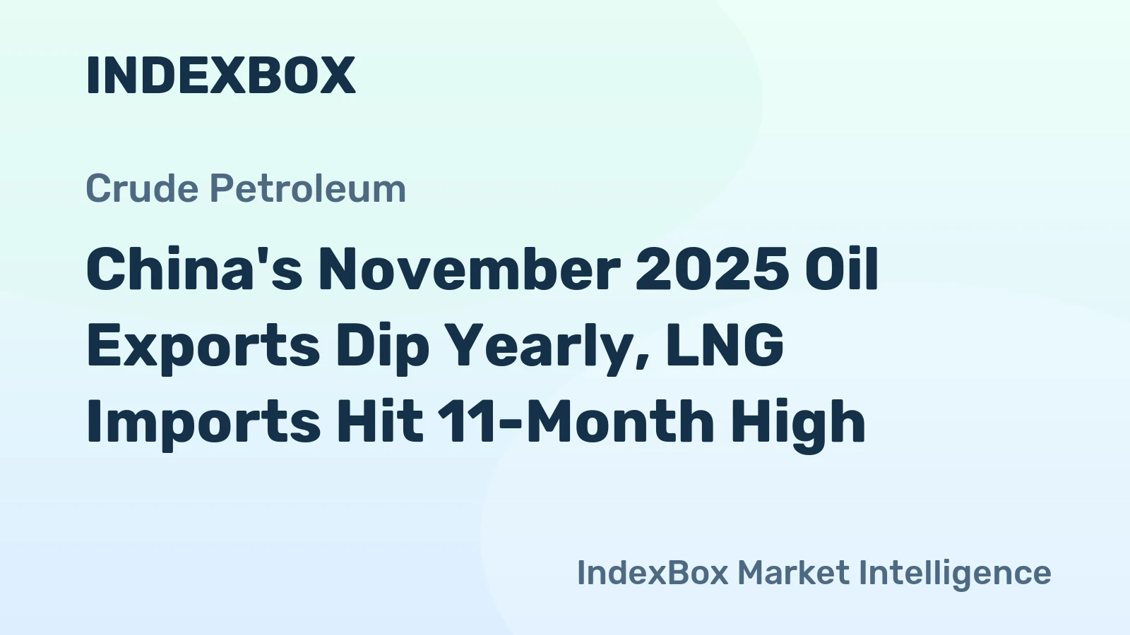 China's November 2025 Oil Exports Dip Yearly, LNG Imports Hit 11-Month High