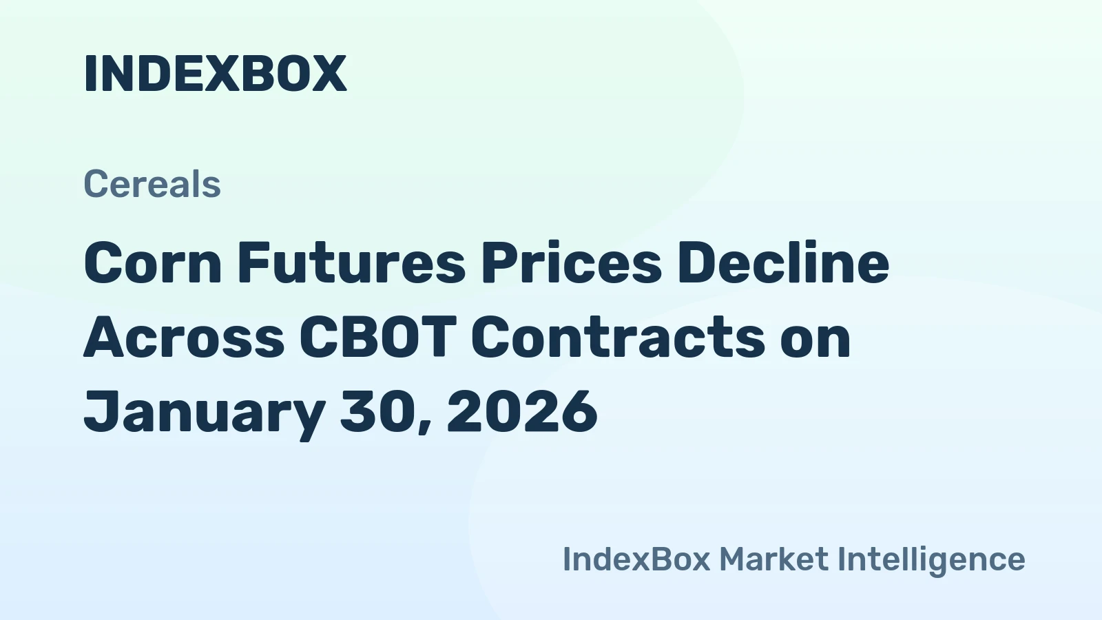 Corn Futures Prices Decline Across CBOT Contracts on January 30, 2026