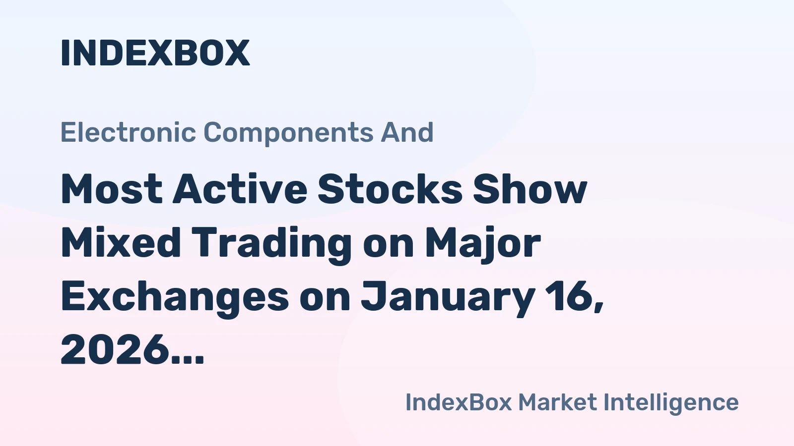 Most Active Stocks Show Mixed Trading on Major Exchanges on January 16, 2026