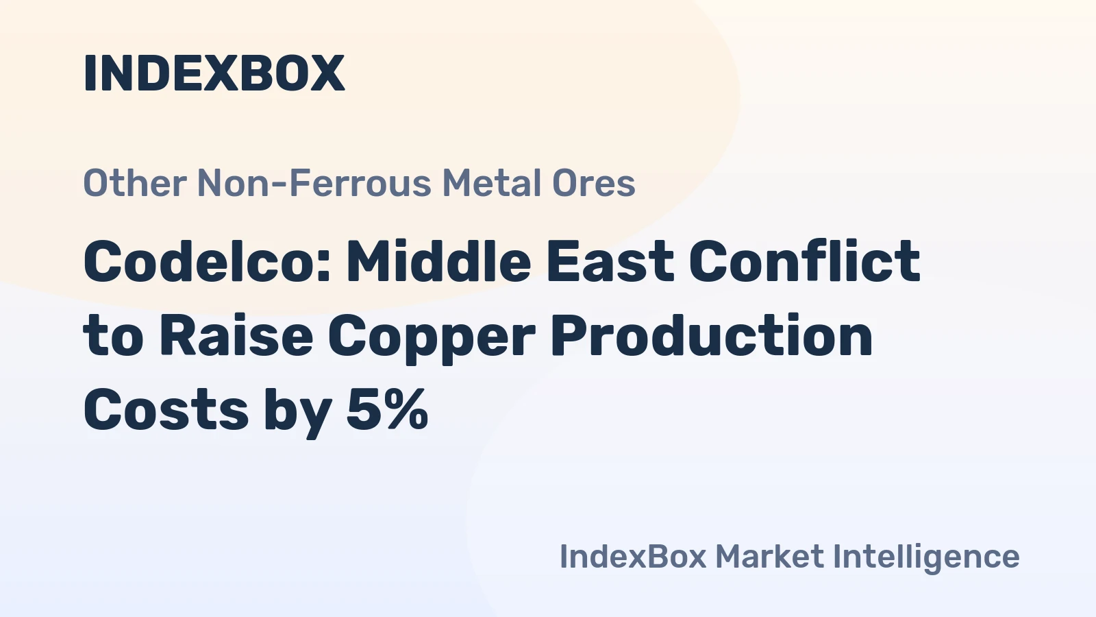 Codelco: Middle East Conflict to Raise Copper Production Costs by 5%