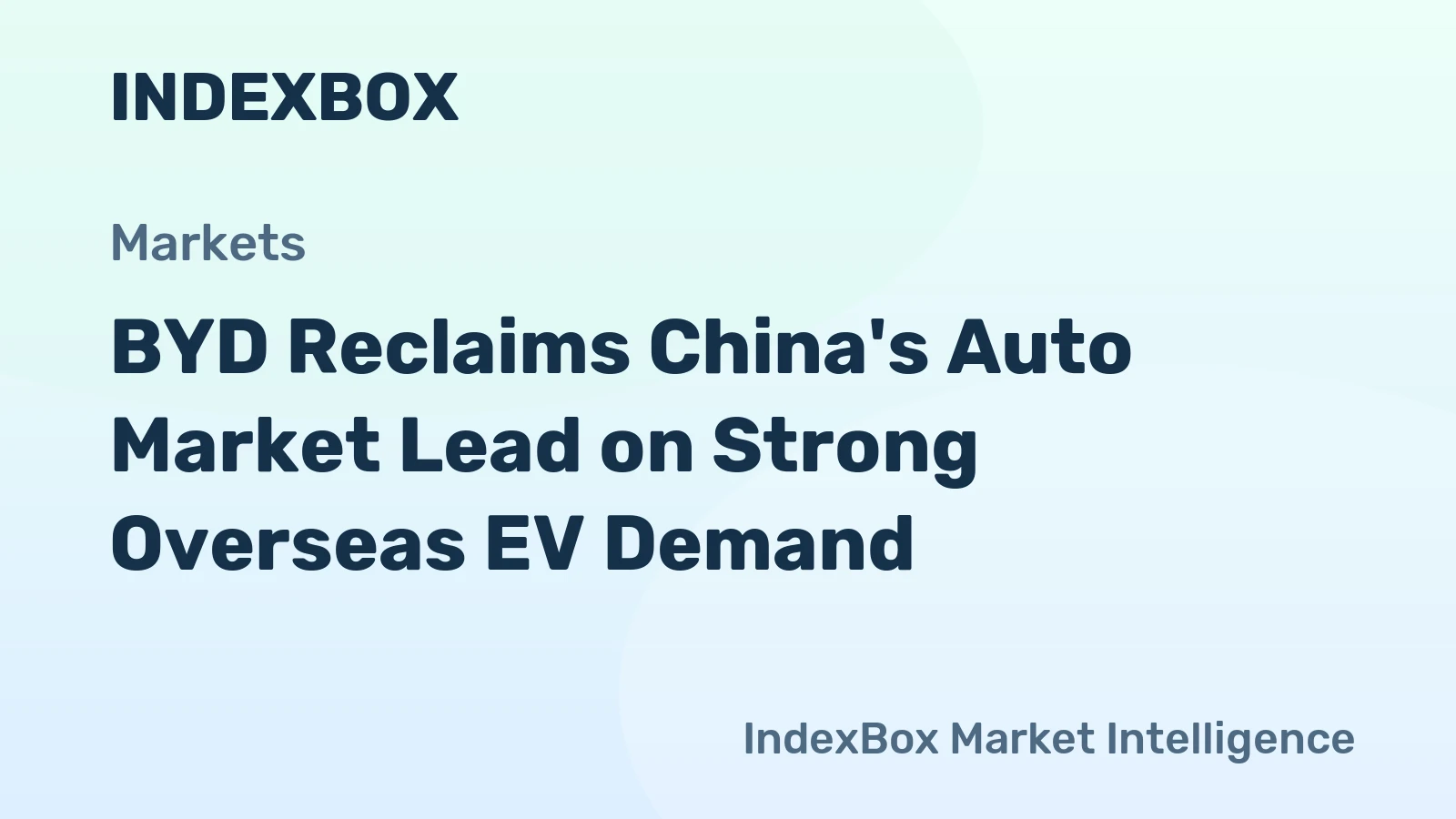 BYD Reclaims China's Auto Market Lead on Strong Overseas EV Demand