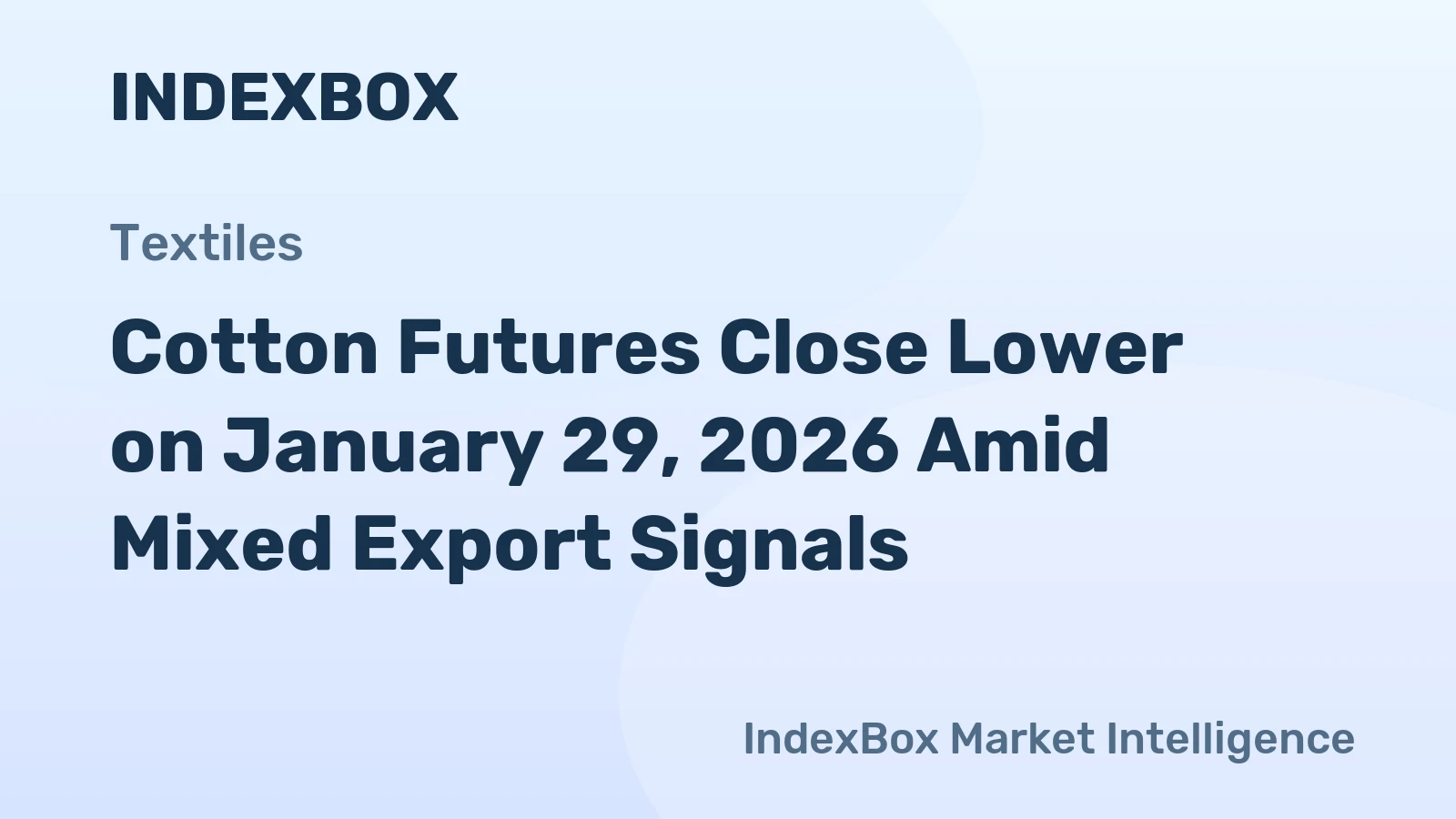 Cotton Futures Close Lower on January 29, 2026 Amid Mixed Export Signals