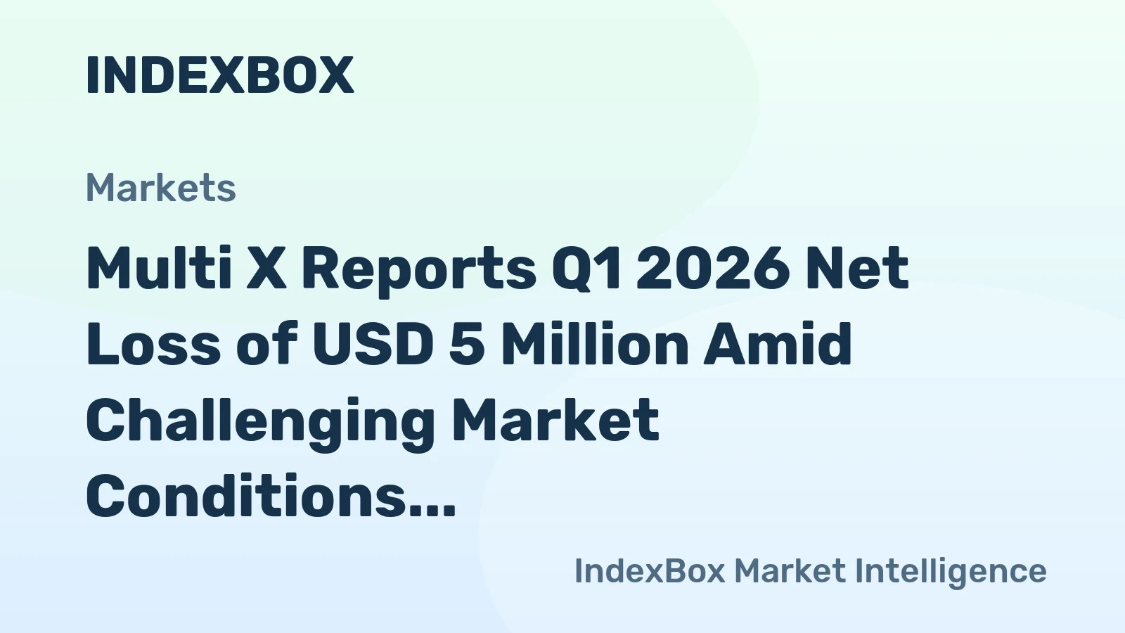 Multi X Reports Q1 2026 Net Loss of USD 5 Million Amid Challenging Market Conditions