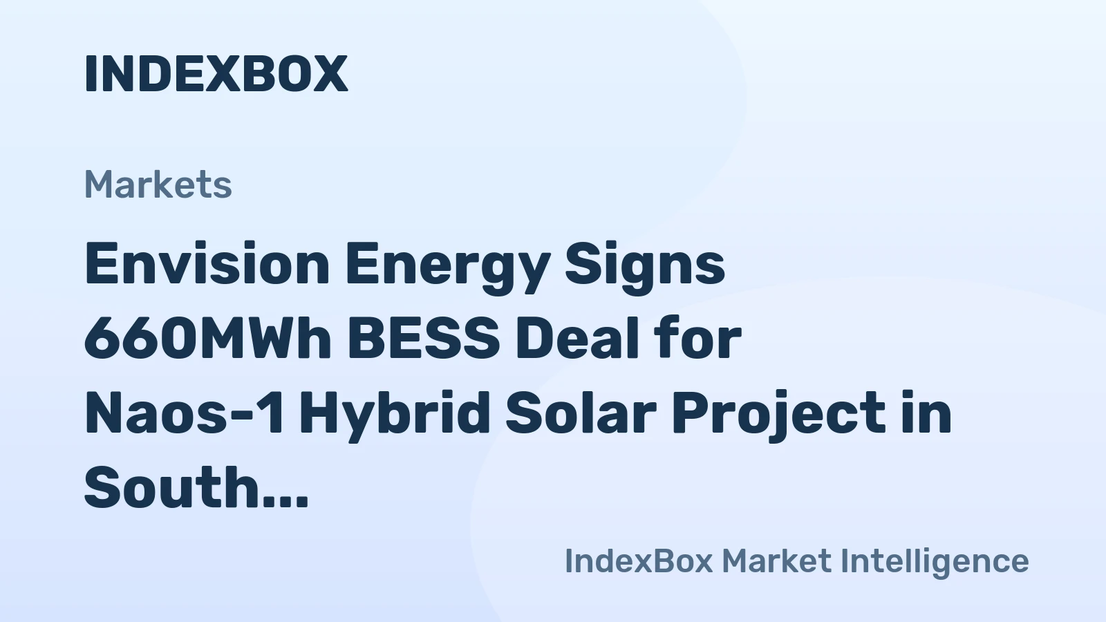 Envision Energy Signs 660MWh BESS Deal for Naos-1 Hybrid Solar Project in South Africa