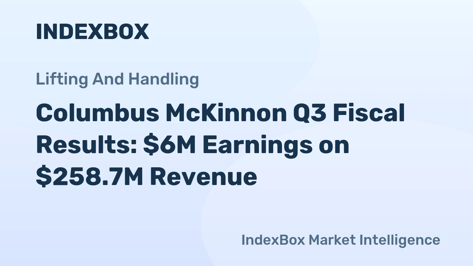 Columbus McKinnon Q3 Fiscal Results: $6M Earnings on $258.7M Revenue