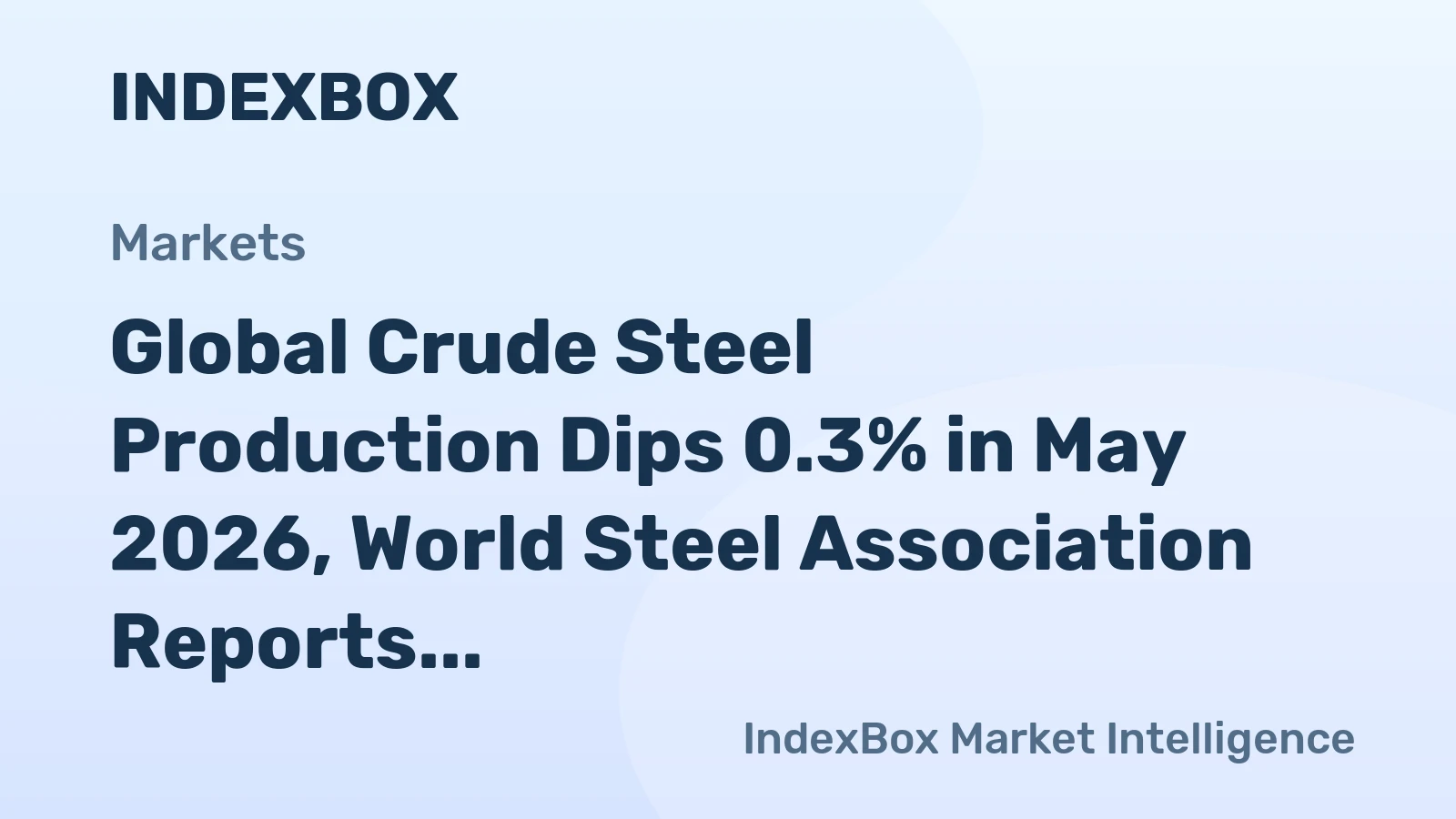 Global Crude Steel Production Dips 0.3% in May 2026, World Steel Association Reports