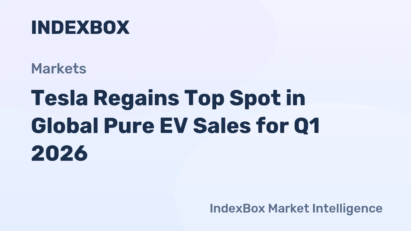 Tesla Regains Top Spot in Global Pure EV Sales for Q1 2026