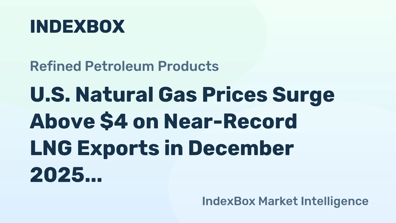 U.S. Natural Gas Prices Surge Above $4 on Near-Record LNG Exports in December 2025