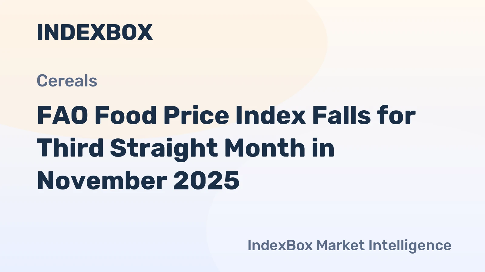 FAO Food Price Index Falls for Third Straight Month in November 2025