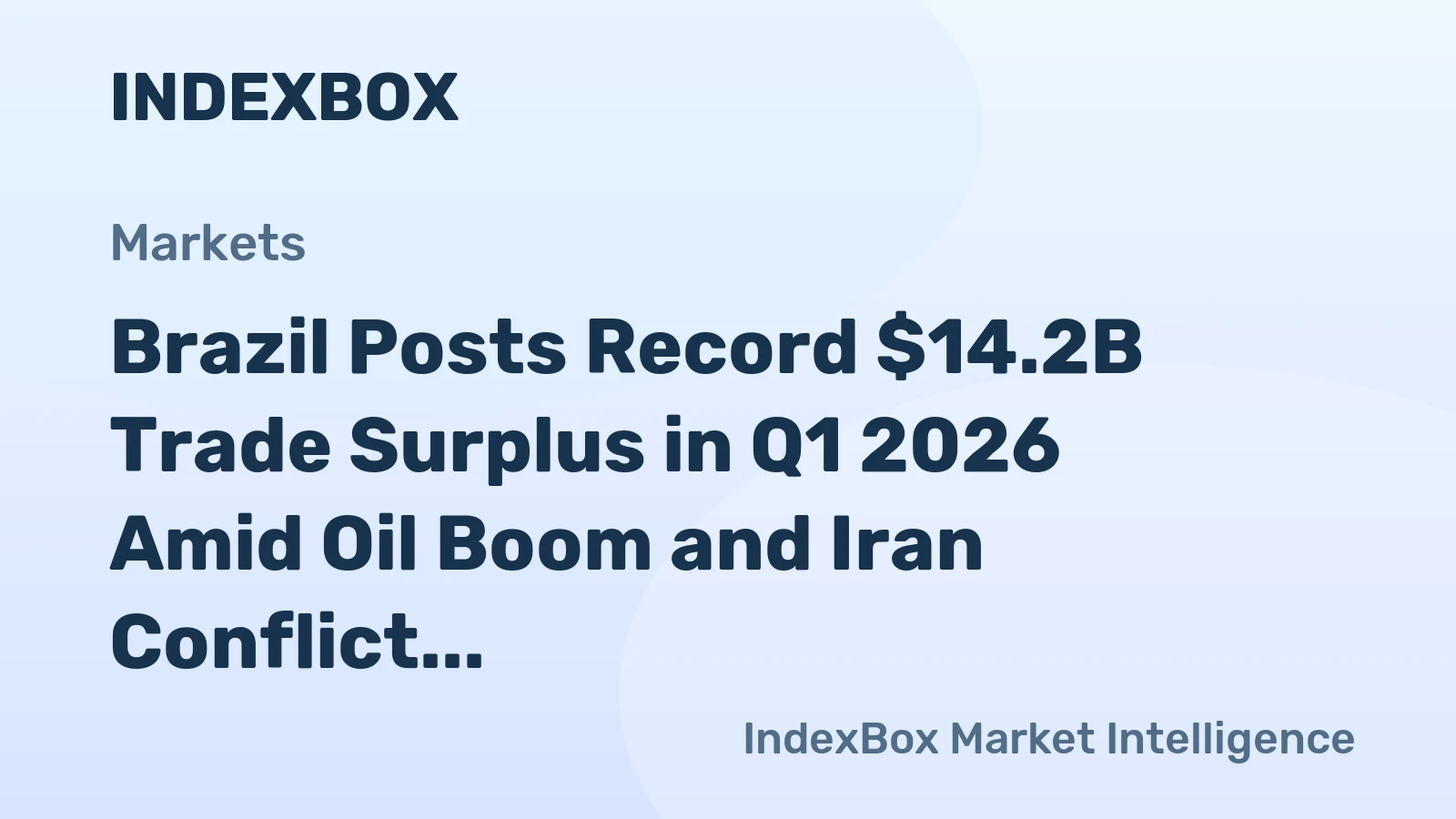 Brazil Posts Record $14.2B Trade Surplus in Q1 2026 Amid Oil Boom and Iran Conflict Fallout