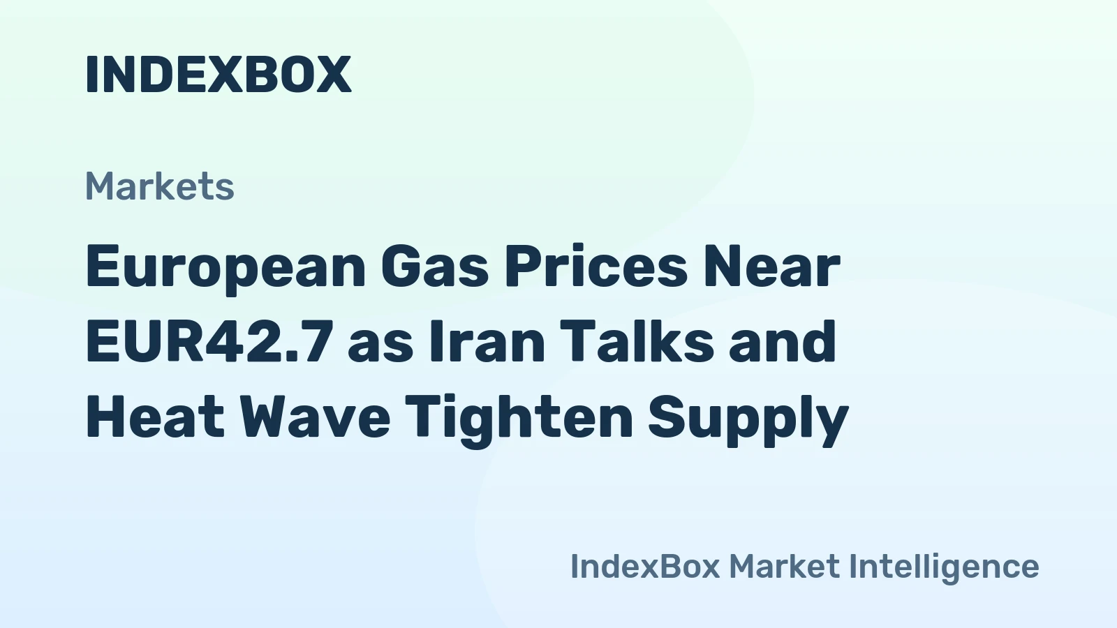 European Gas Prices Near EUR42.7 as Iran Talks and Heat Wave Tighten Supply