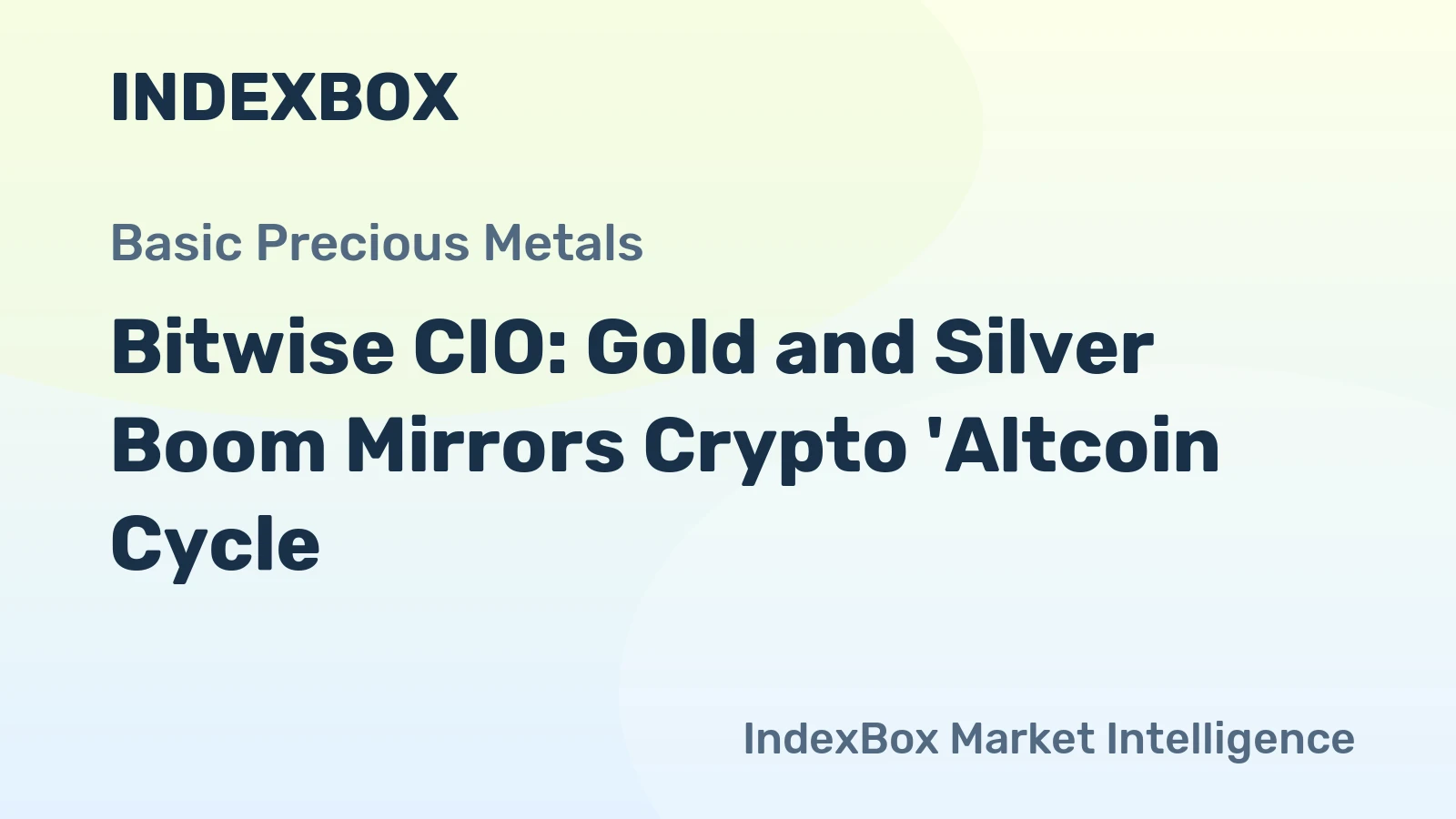 Bitwise CIO: Gold and Silver Boom Mirrors Crypto 'Altcoin Cycle'