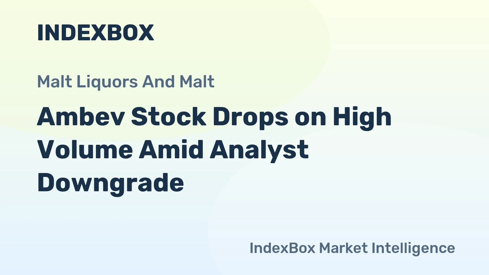 Ambev Stock Drops on High Volume Amid Analyst Downgrade