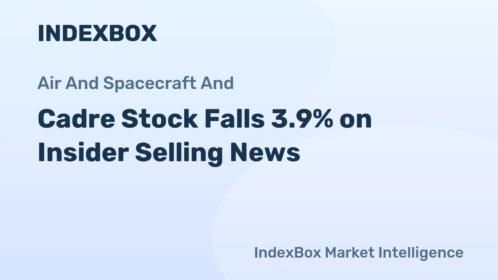 Cadre Stock Falls 3.9% on Insider Selling News
