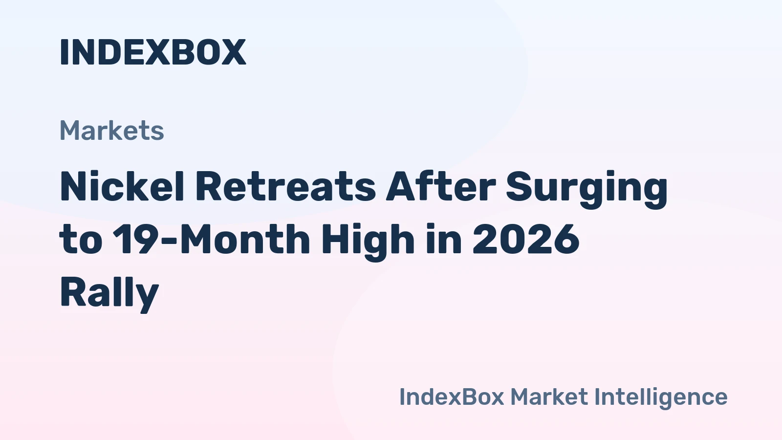 Nickel Retreats After Surging to 19-Month High in 2026 Rally