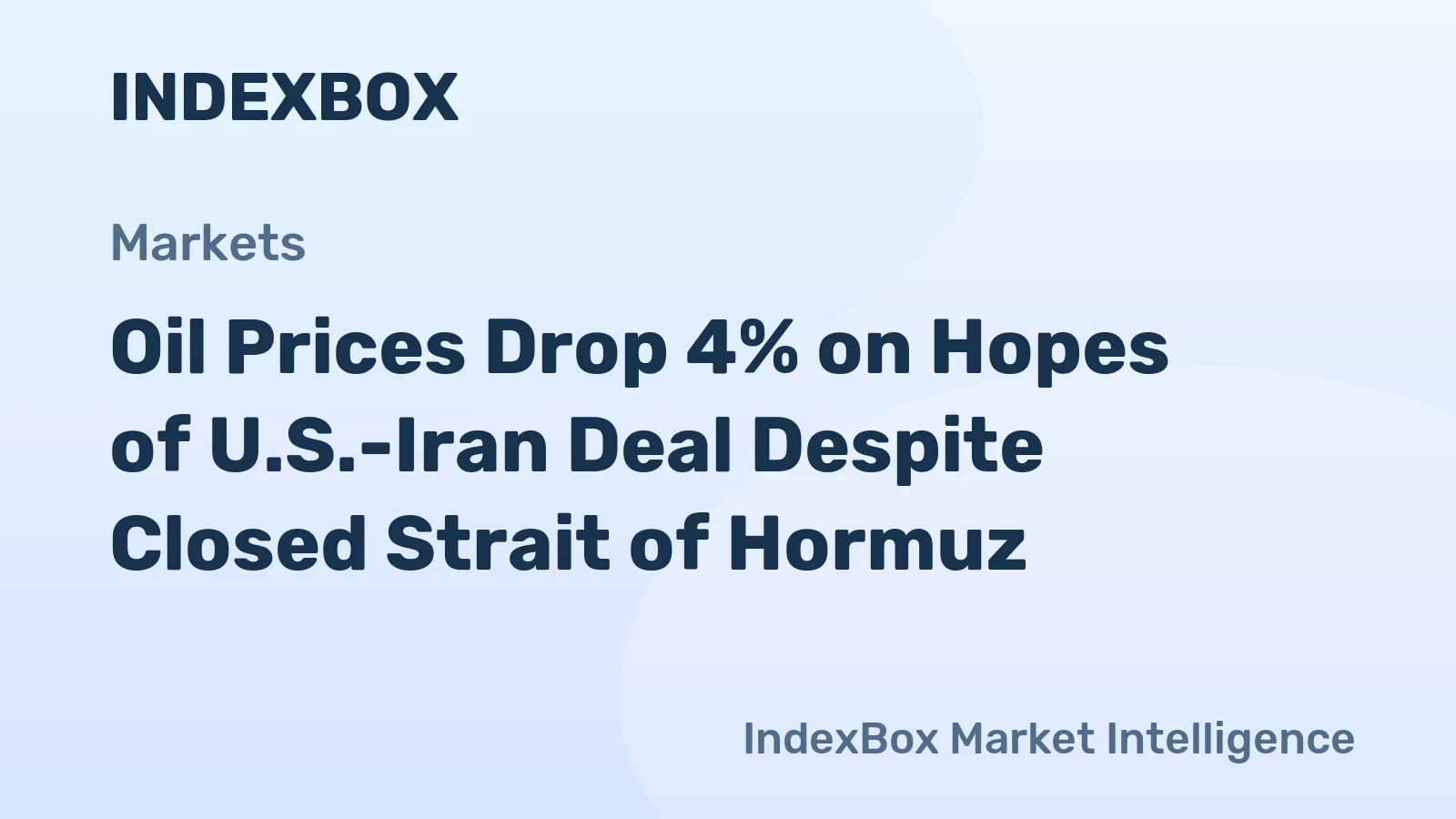 Oil Prices Drop 4% on Hopes of U.S.-Iran Deal Despite Closed Strait of Hormuz