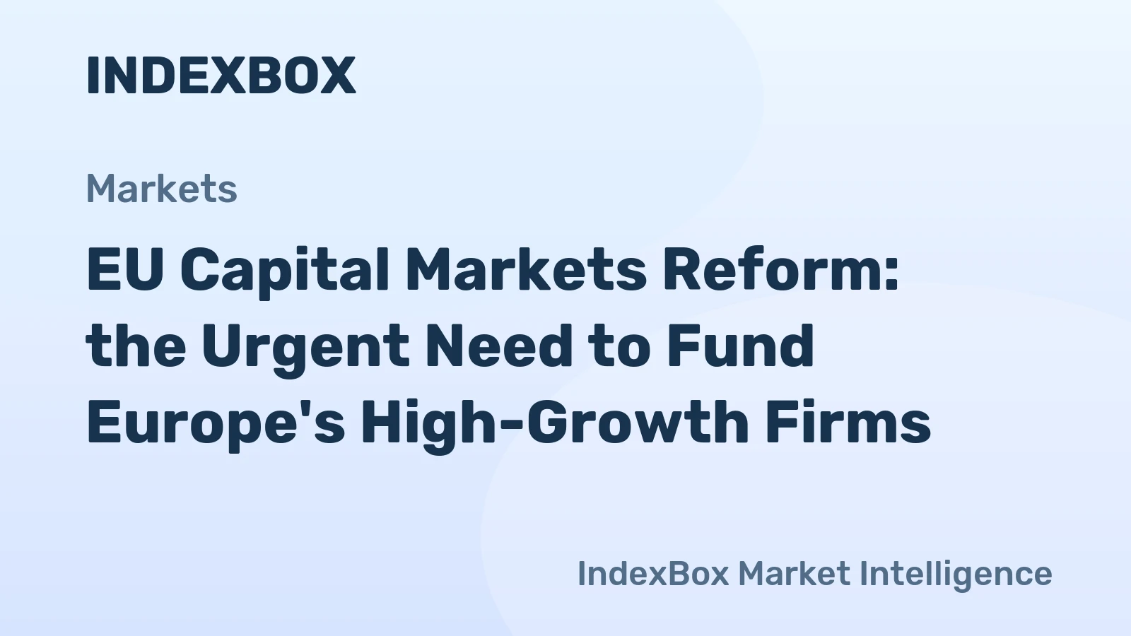 EU Capital Markets Reform: the Urgent Need to Fund Europe's High-Growth Firms