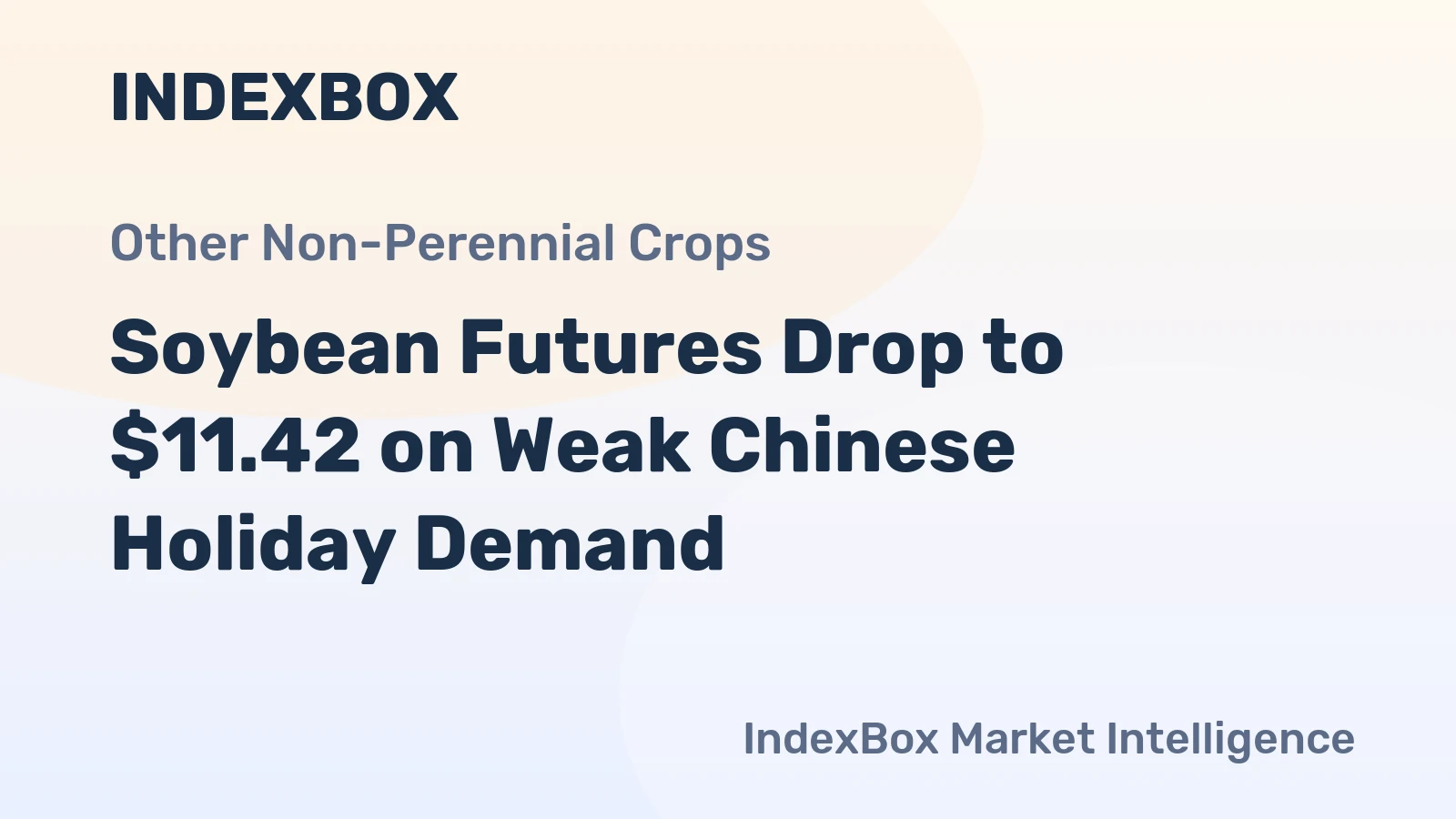 Soybean Futures Drop to $11.42 on Weak Chinese Holiday Demand