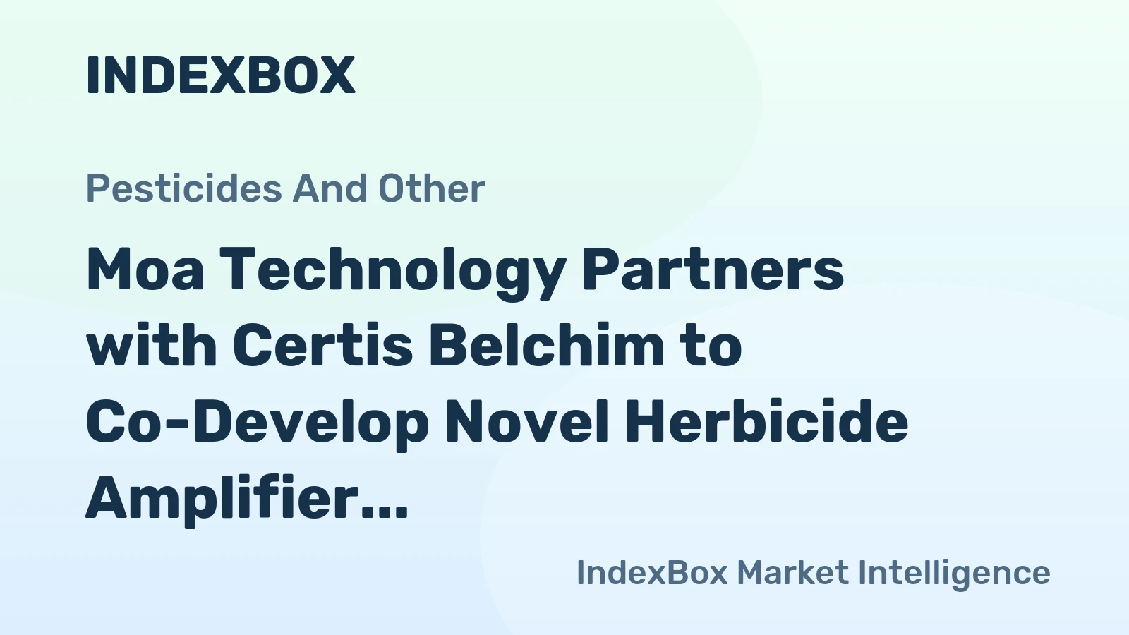 Moa Technology Partners with Certis Belchim to Co-Develop Novel Herbicide Amplifier