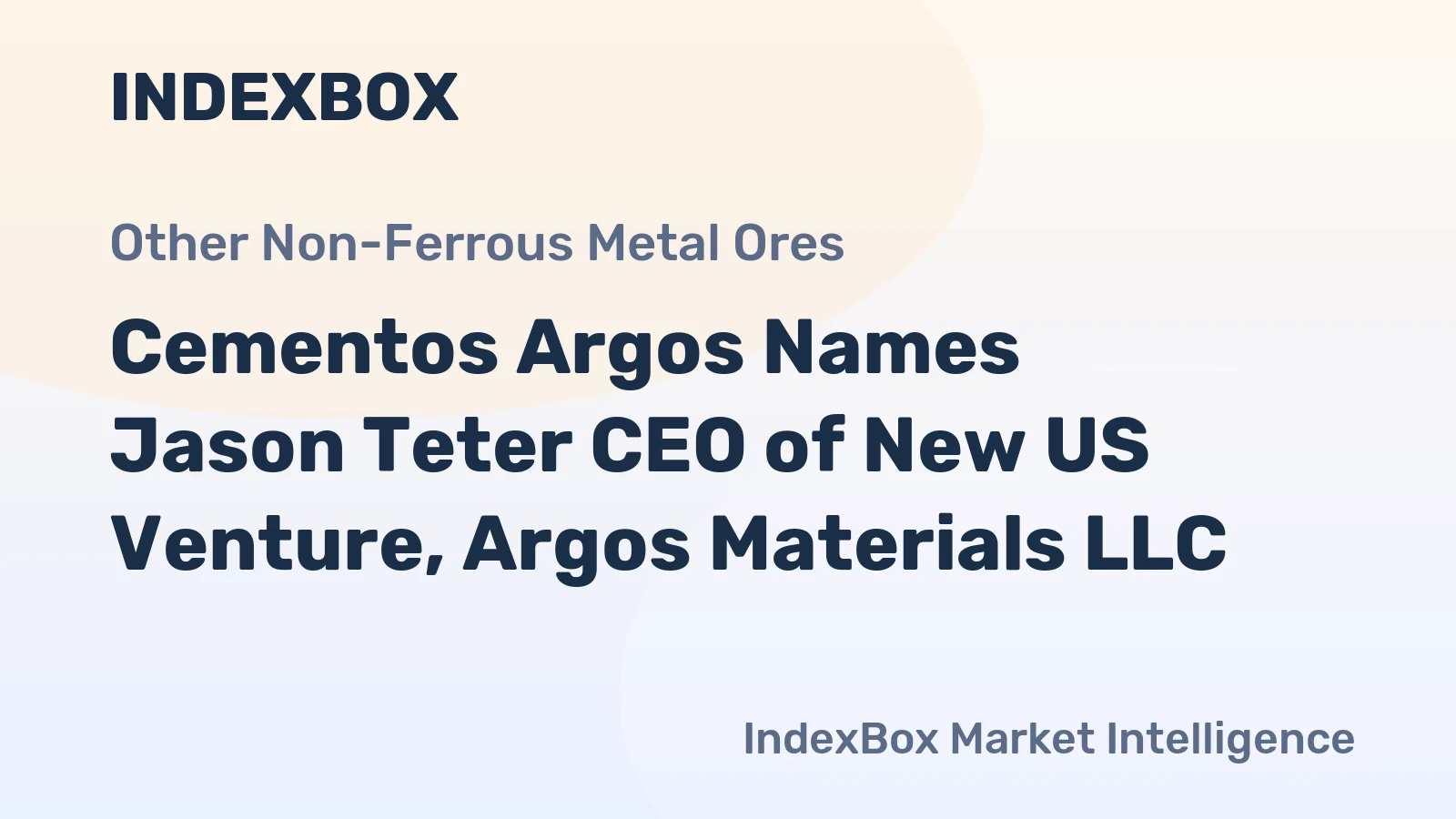 Cementos Argos Names Jason Teter CEO of New US Venture, Argos Materials LLC