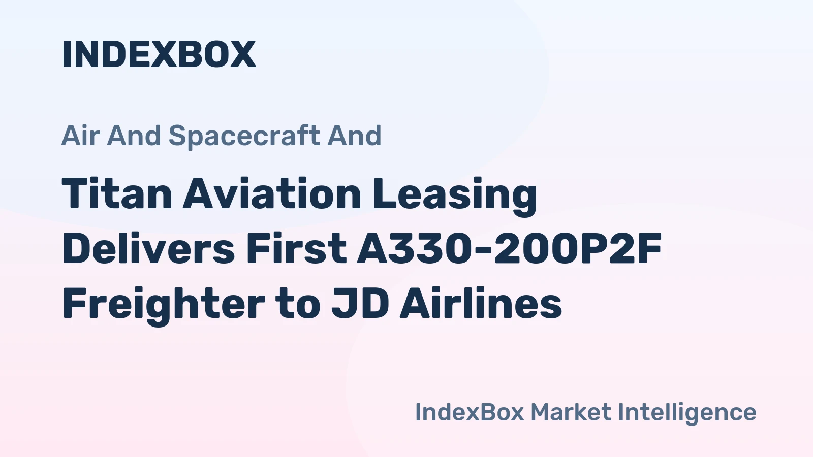 Titan Aviation Leasing Delivers First A330-200P2F Freighter to JD Airlines