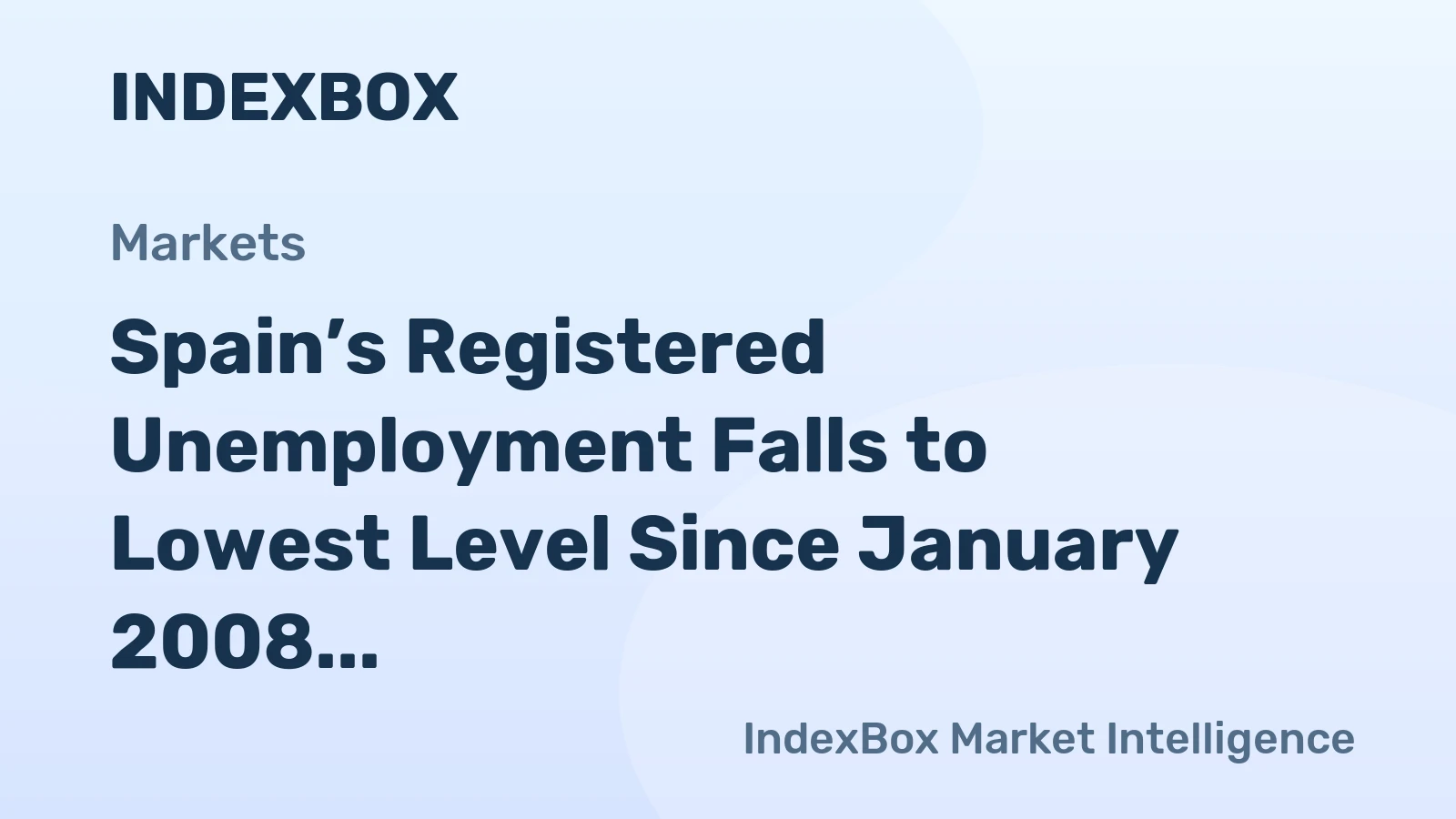 Spain’s Registered Unemployment Falls to Lowest Level Since January 2008