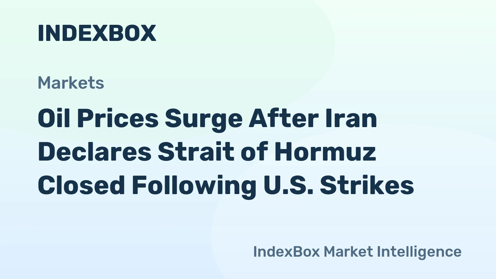 Oil Prices Surge After Iran Declares Strait of Hormuz Closed Following U.S. Strikes