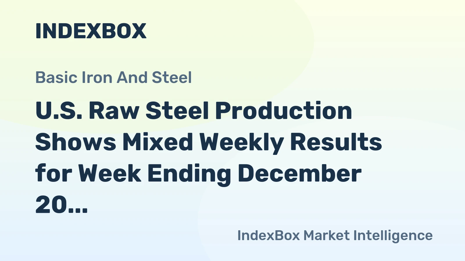 U.S. Raw Steel Production Shows Mixed Weekly Results for Week Ending December 20, 2025