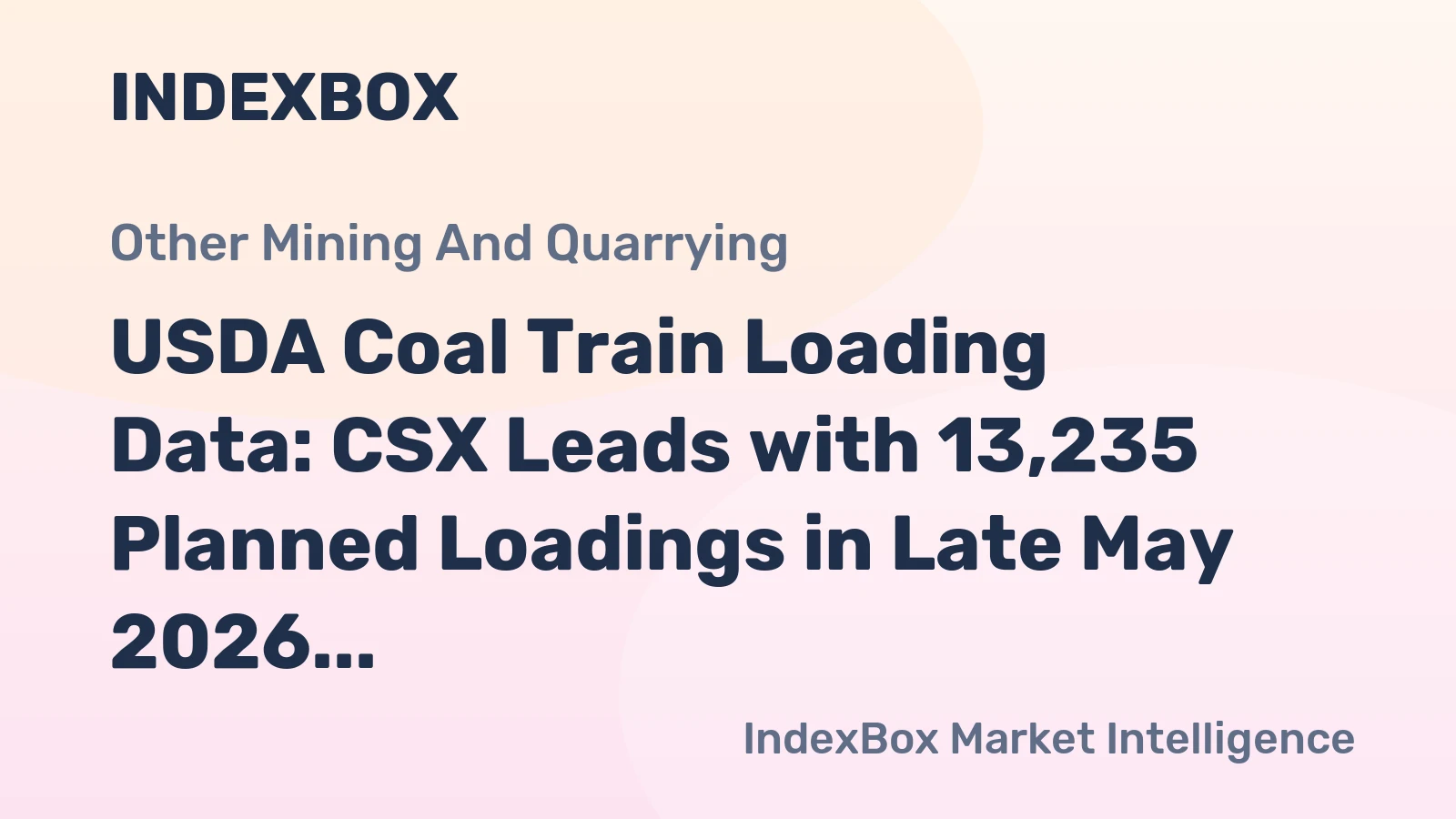USDA Coal Train Loading Data: CSX Leads with 13,235 Planned Loadings in Late May 2026