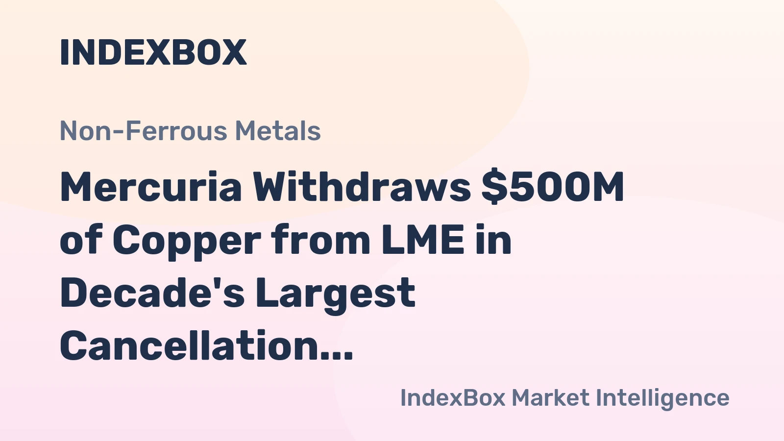Mercuria Withdraws $500M of Copper from LME in Decade's Largest Cancellation