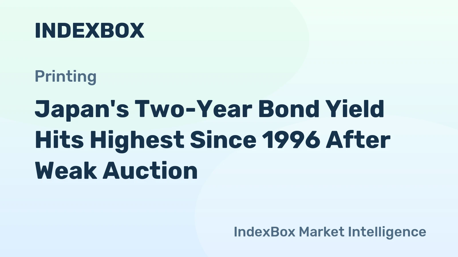 Japan's Two-Year Bond Yield Hits Highest Since 1996 After Weak Auction