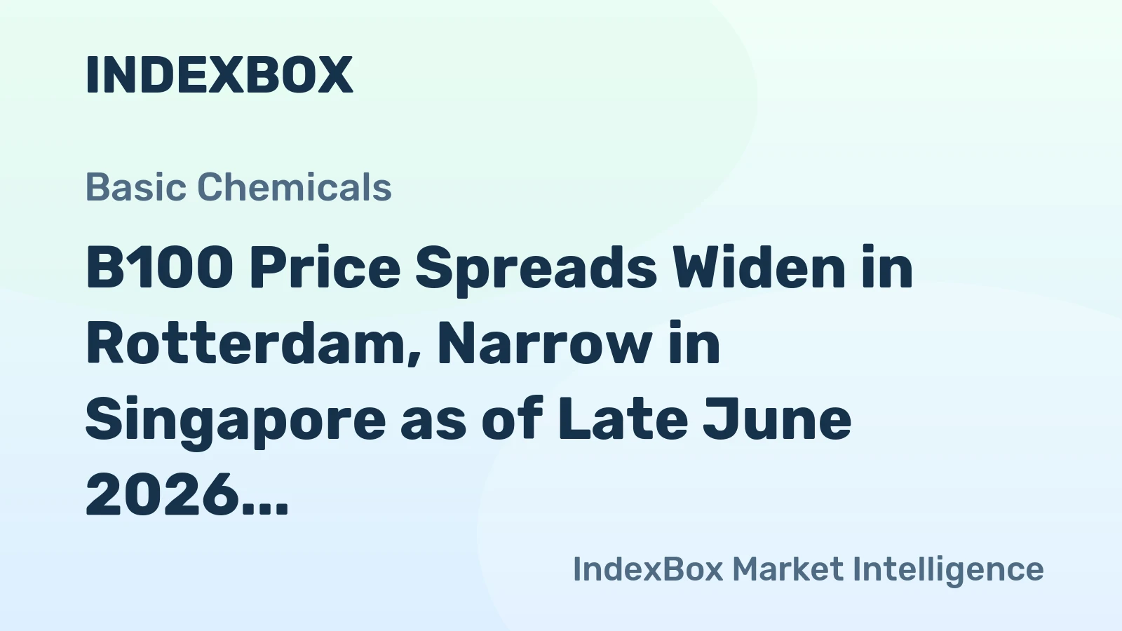 B100 Price Spreads Widen in Rotterdam, Narrow in Singapore as of Late June 2026
