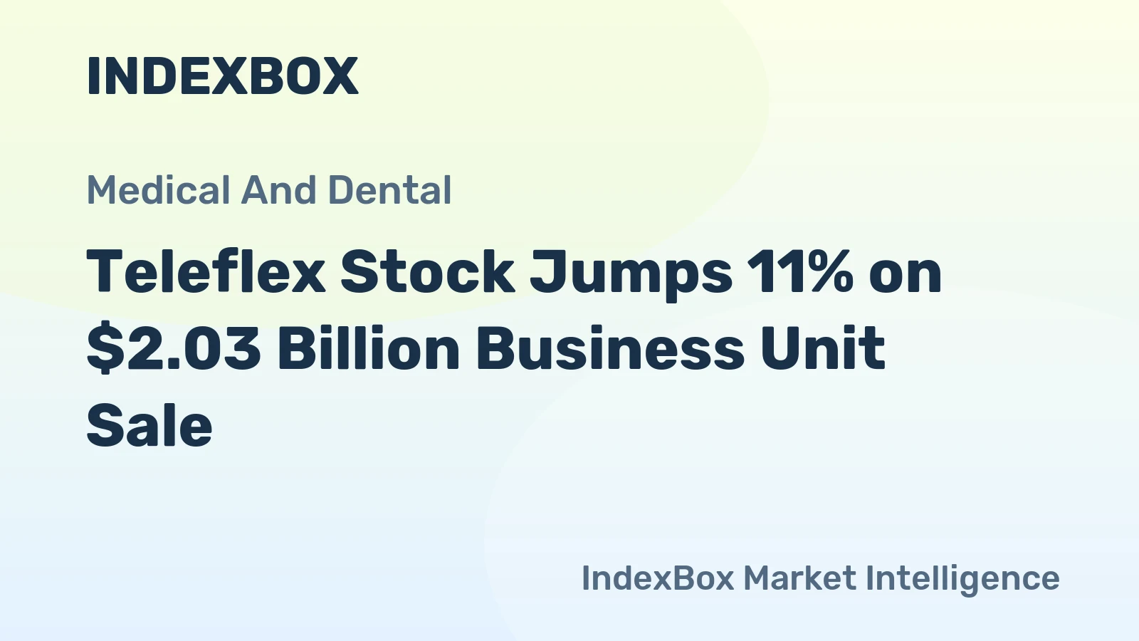 Teleflex Stock Jumps 11% on $2.03 Billion Business Unit Sale