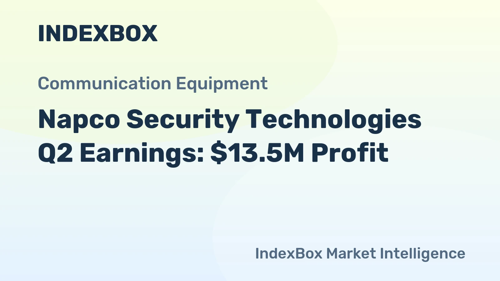 Napco Security Technologies Q2 Earnings: $13.5M Profit