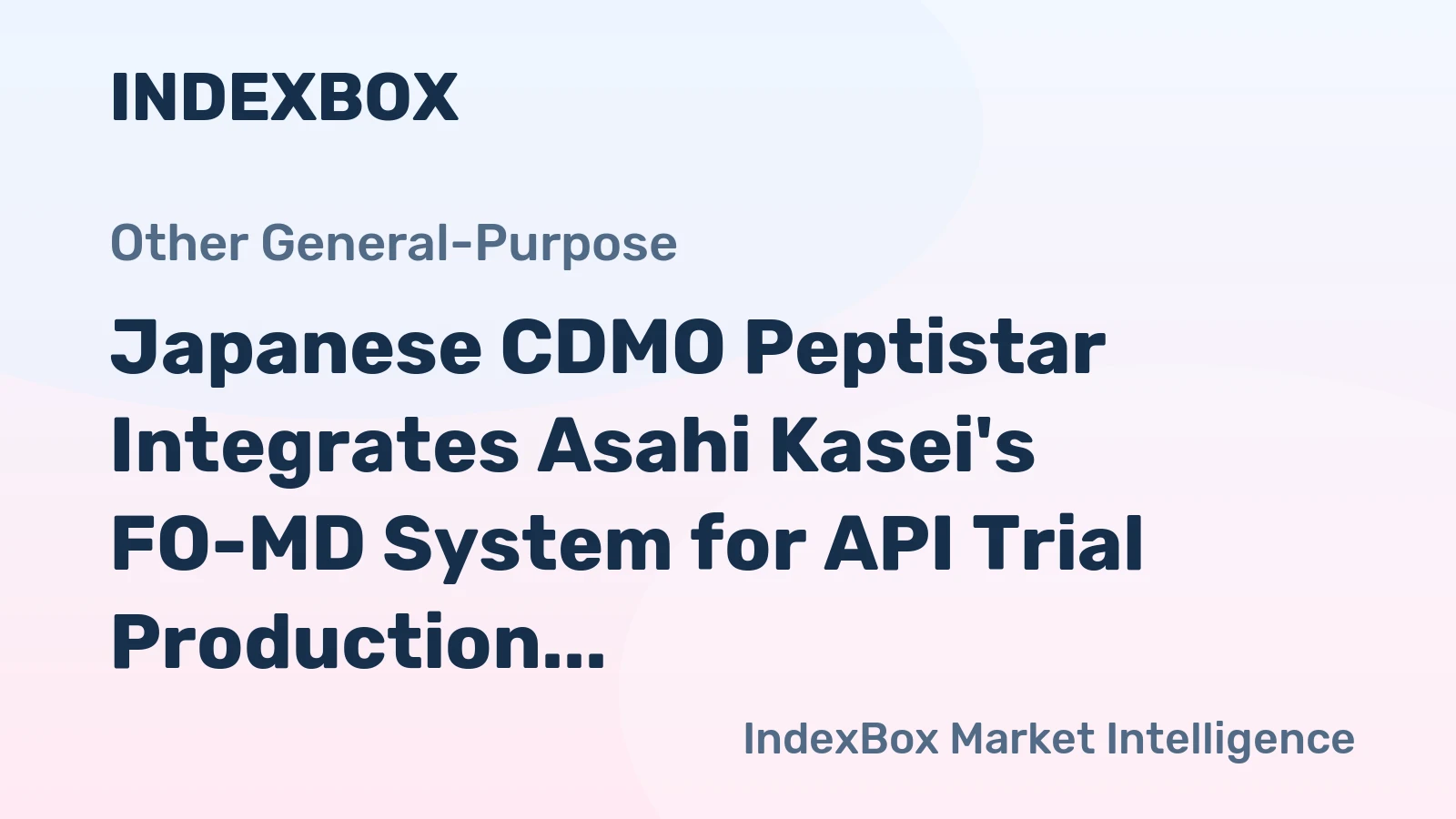 Japanese CDMO Peptistar Integrates Asahi Kasei's FO-MD System for API Trial Production