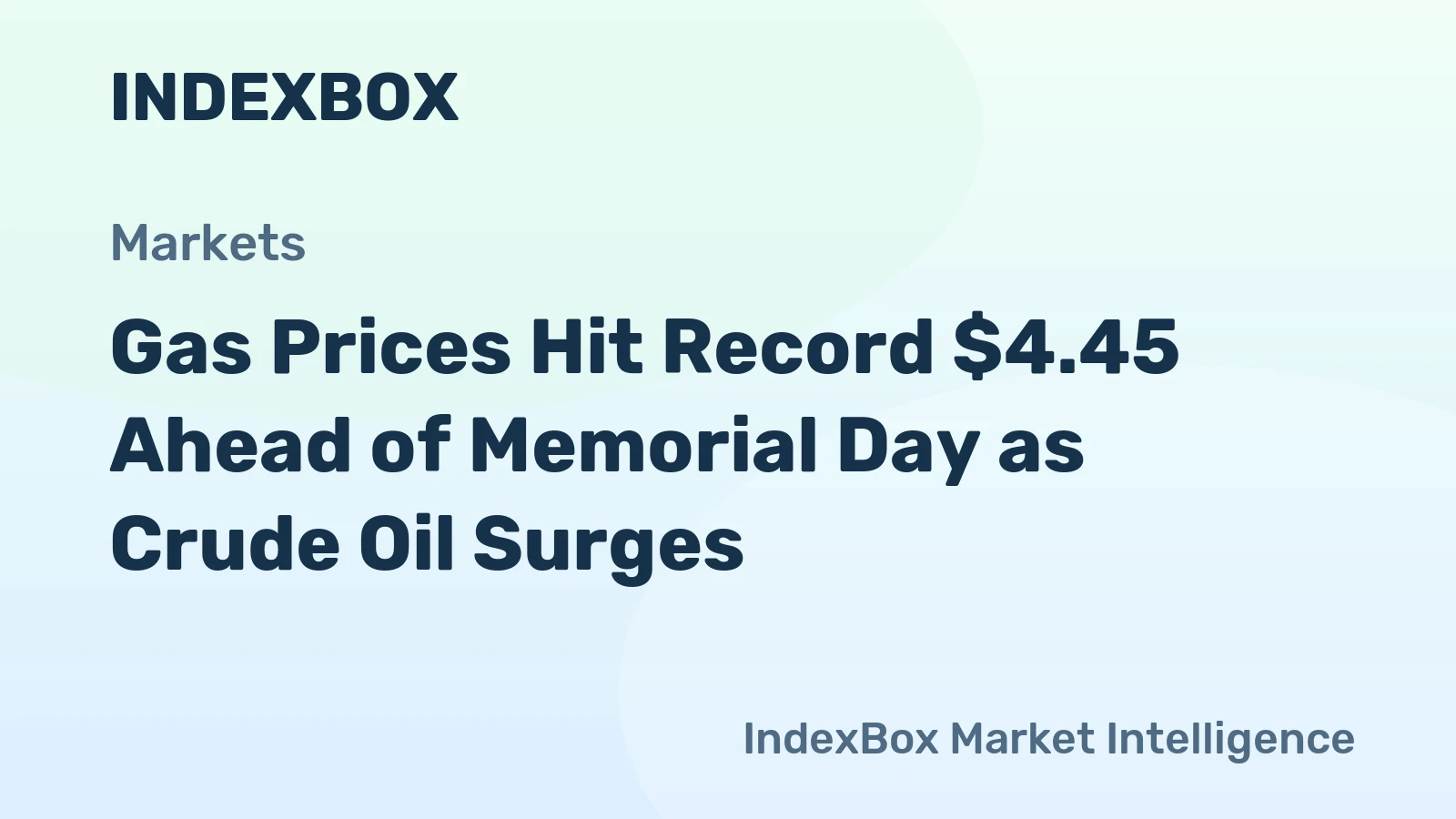 Gas Prices Hit Record $4.45 Ahead of Memorial Day as Crude Oil Surges