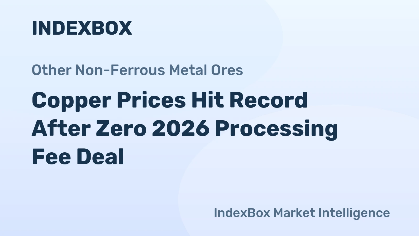 Copper Prices Hit Record After Zero 2026 Processing Fee Deal