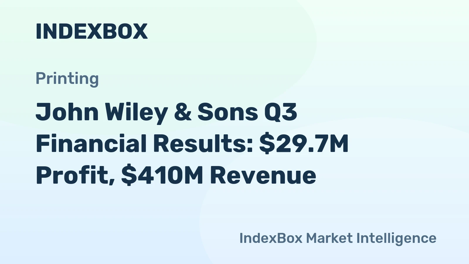 John Wiley & Sons Q3 Financial Results: $29.7M Profit, $410M Revenue