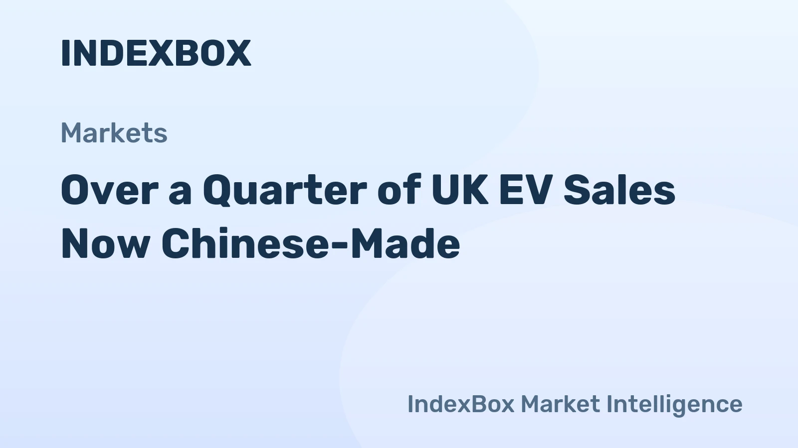 Over a Quarter of UK EV Sales Now Chinese-Made