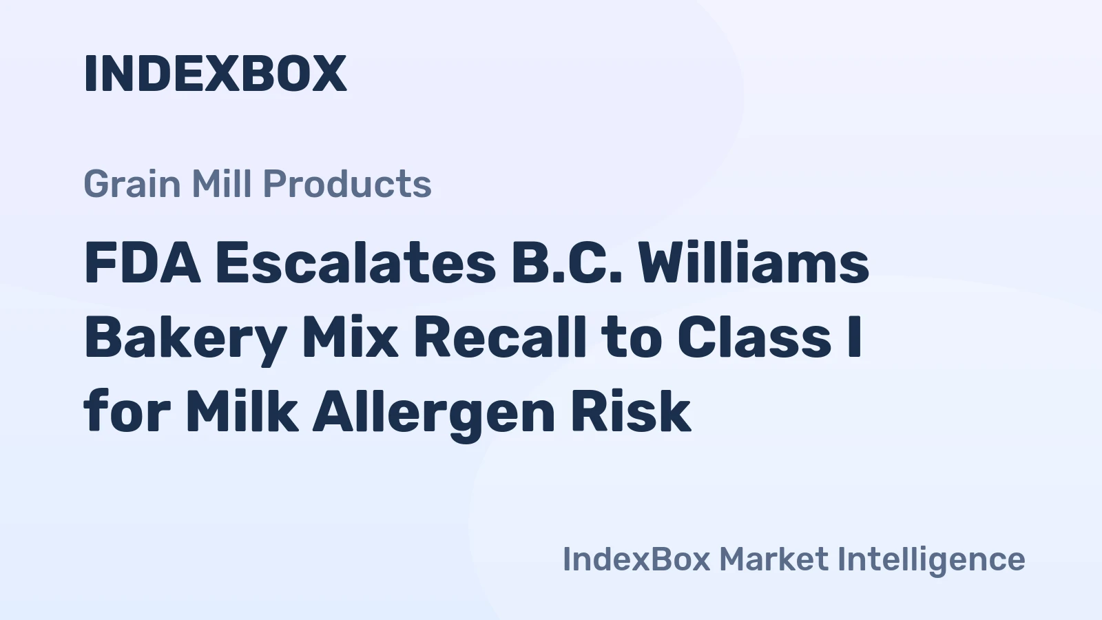 FDA Escalates B.C. Williams Bakery Mix Recall to Class I for Milk Allergen Risk