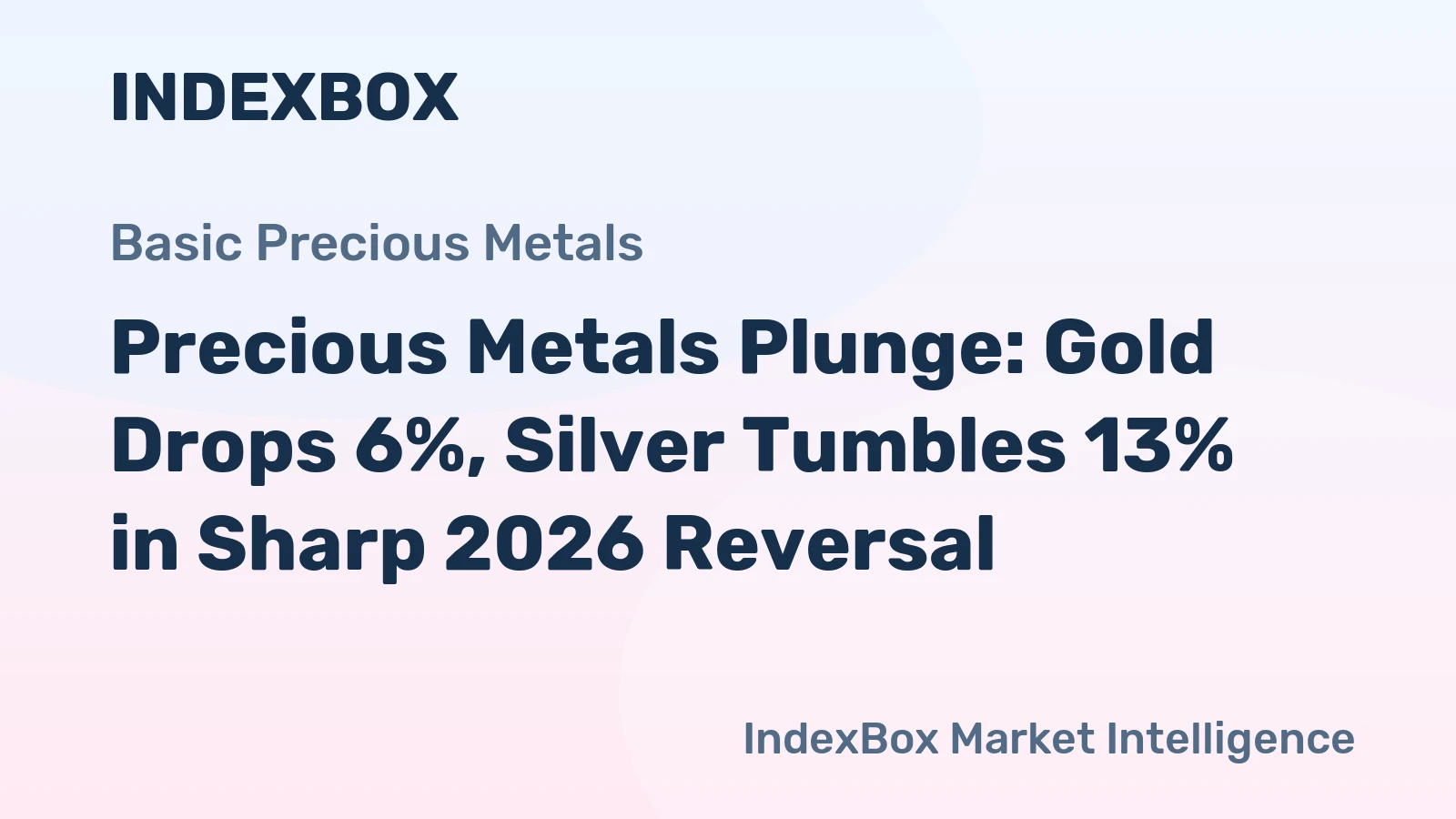 Precious Metals Plunge: Gold Drops 6%, Silver Tumbles 13% in Sharp 2026 Reversal