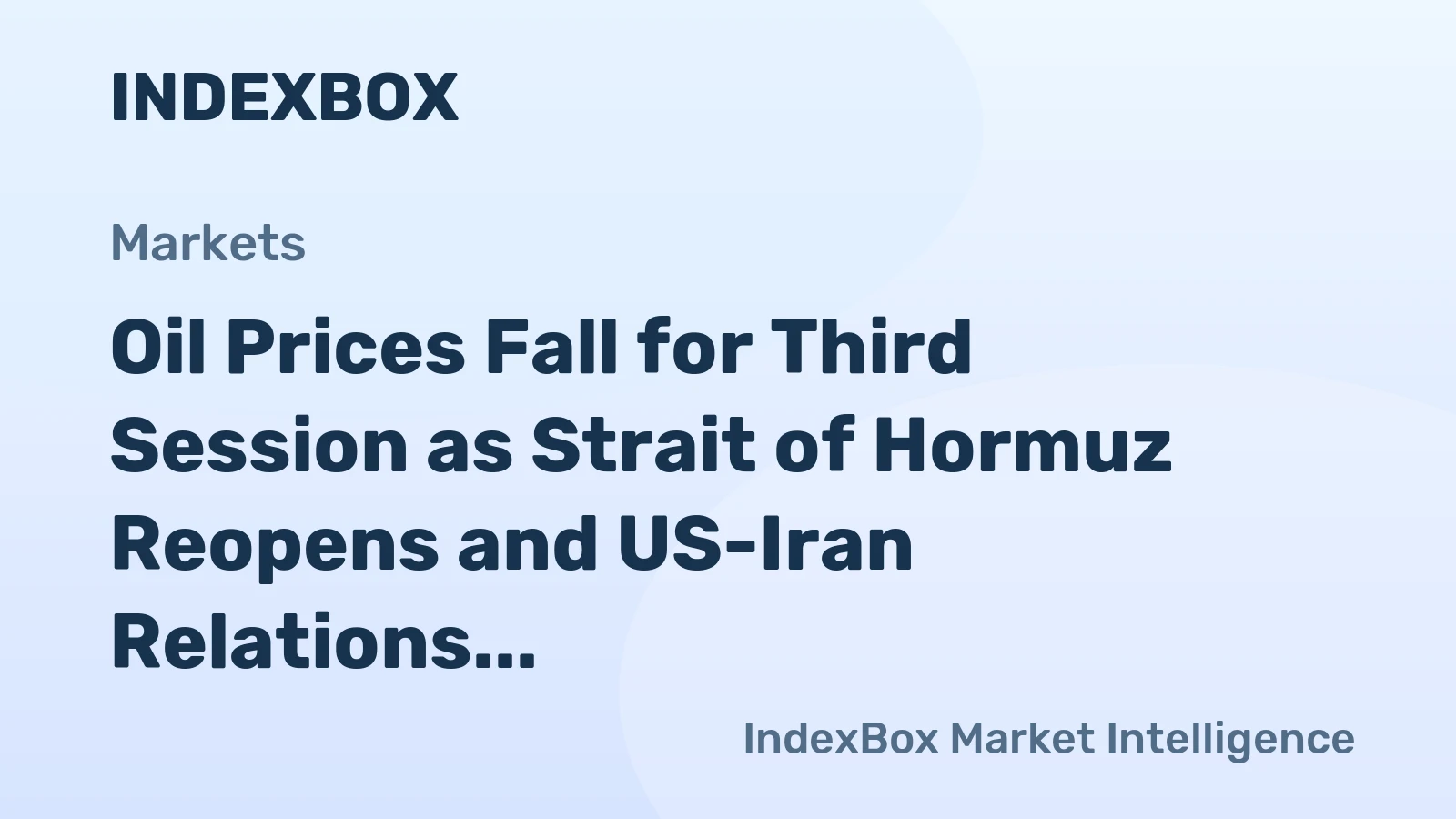 Oil Prices Fall for Third Session as Strait of Hormuz Reopens and US-Iran Relations Improve