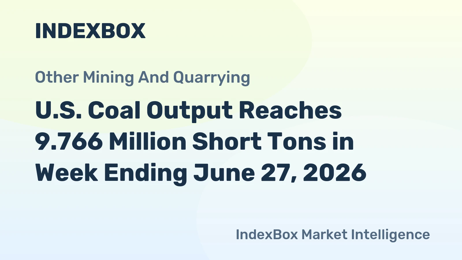 U.S. Coal Output Reaches 9.766 Million Short Tons in Week Ending June 27, 2026